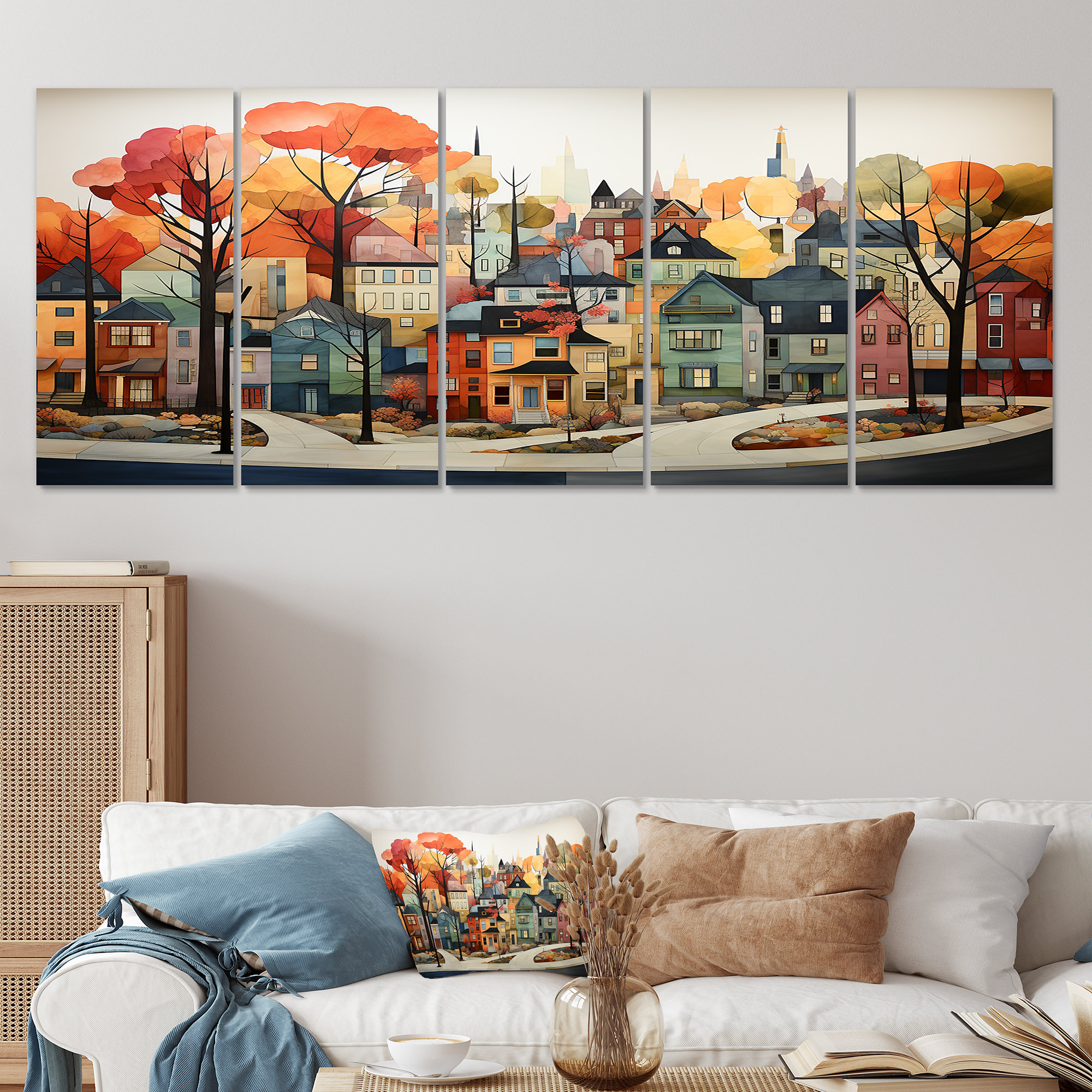 Lark Manor™ Autumn Vintage Orange Village - New York 5 Piece Wall Art ...
