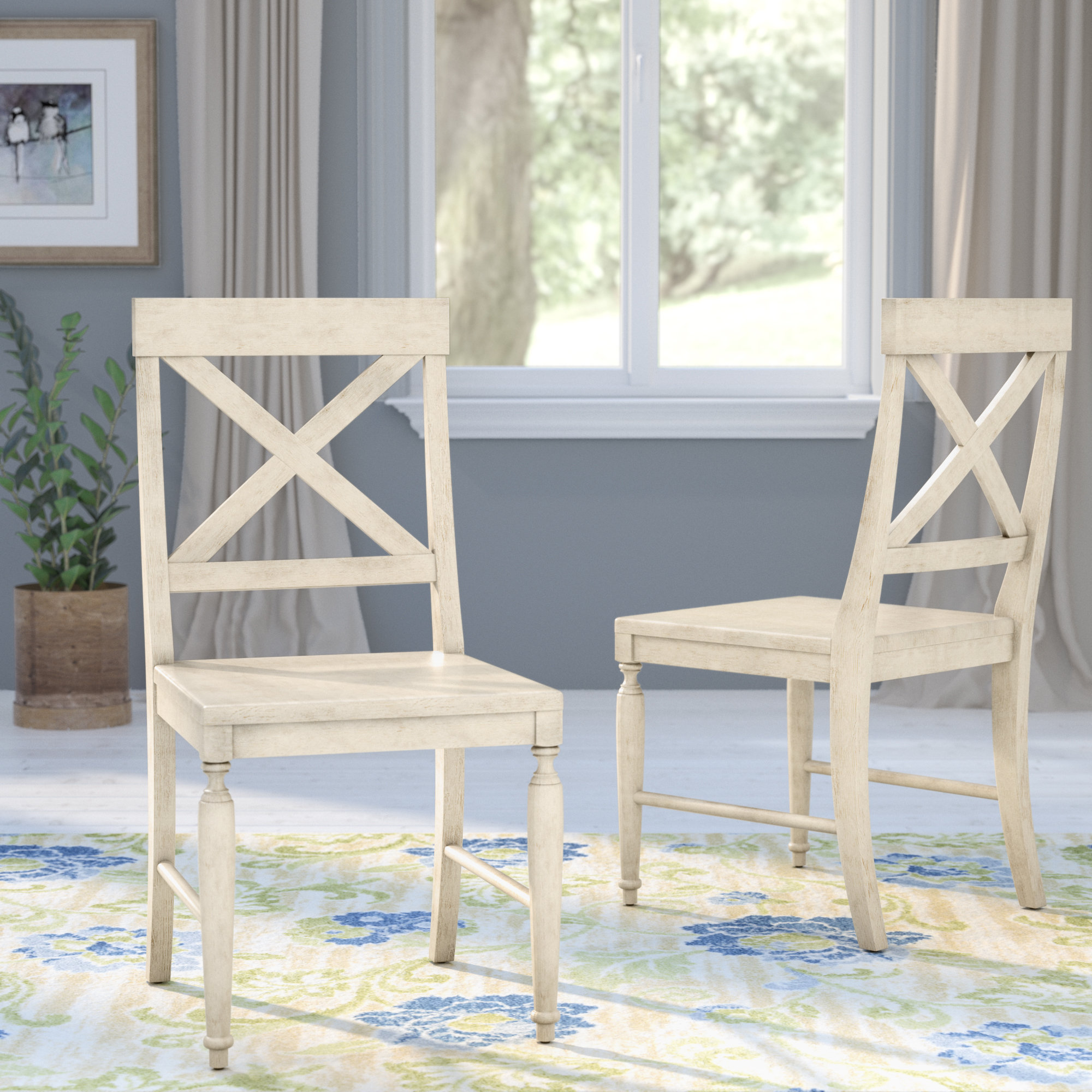 August Grove® Liza Solid Wood Cross Back Side Chair & Reviews | Wayfair