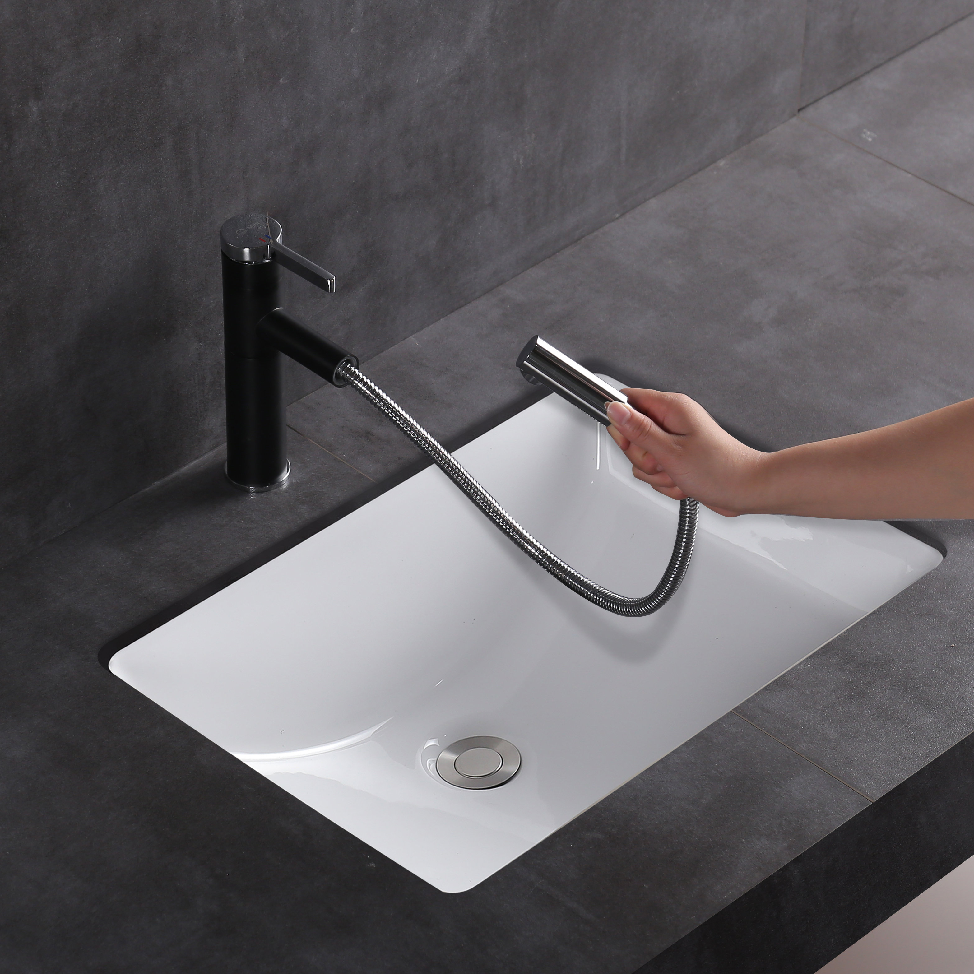 MEJE 21 Inch Porcelain Undermount Bathroom Sink, Rectangle Lavatory ...