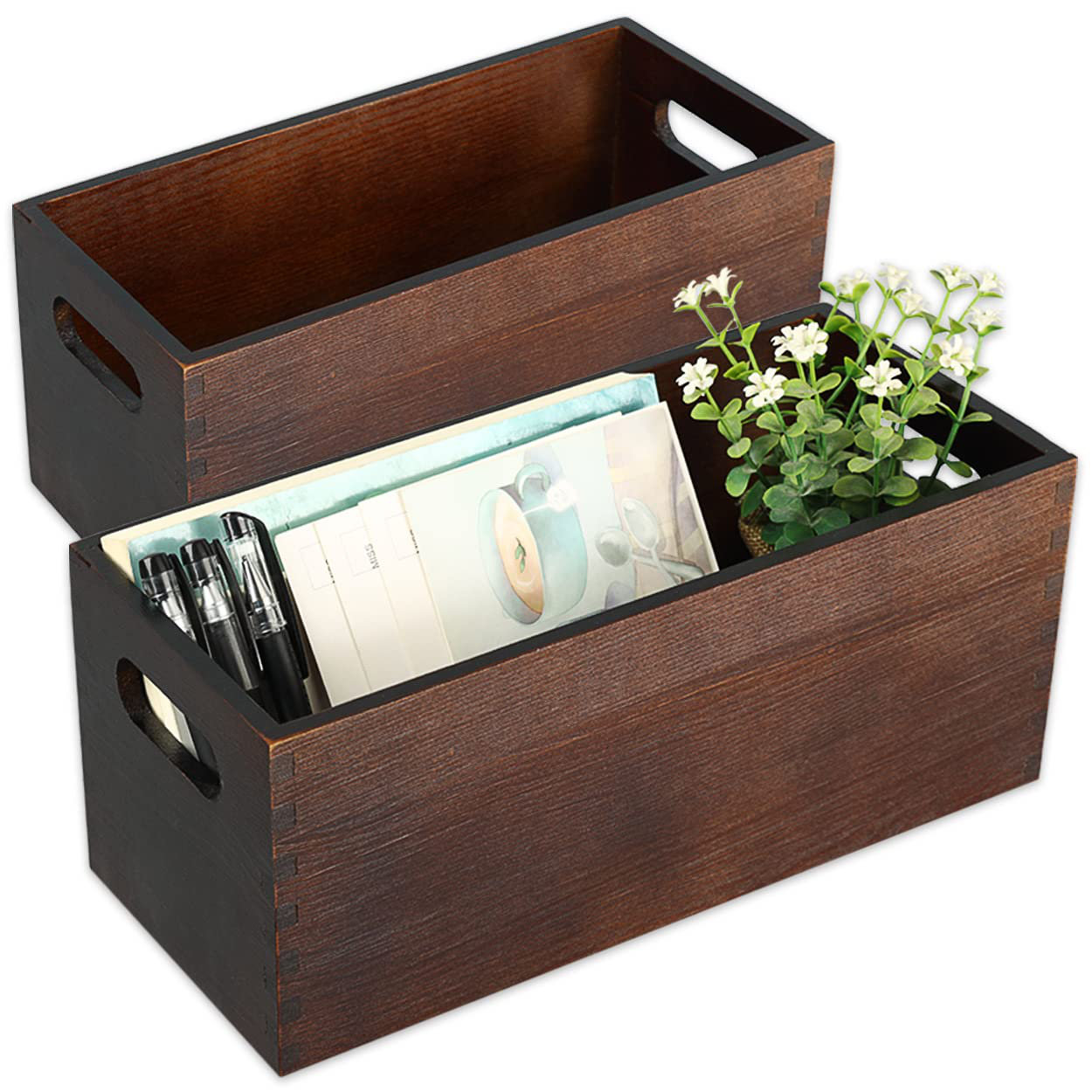 BEACHWATER POOL & SPA, LLC Wood Open Storage Boxes Mail Organizer Bins ...