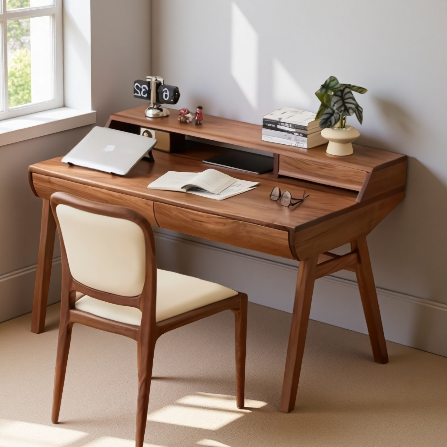 Hokku Designs Simple Solid Wood Black Walnut Rectangle Desk | Wayfair