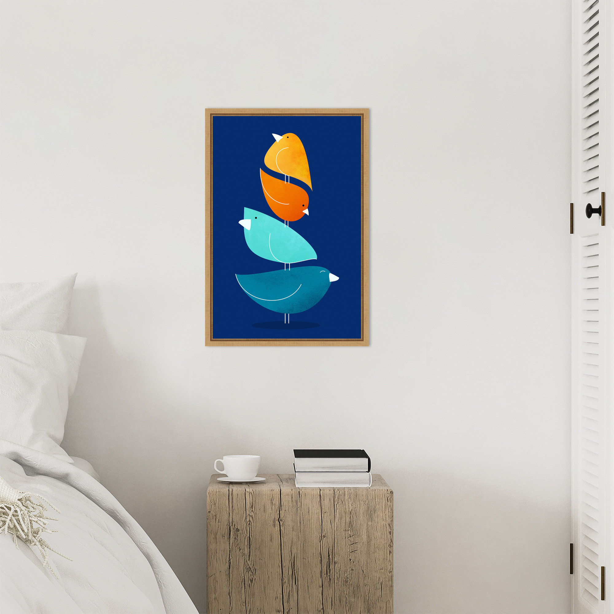 Lark Manor™ Bird Stack by Iseral Framed Canvas Wall Art Print | Wayfair