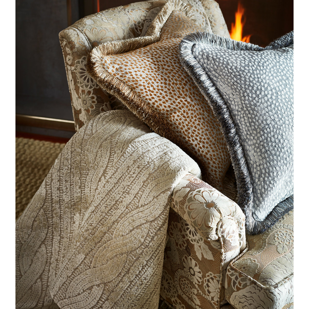 The House of Scalamandre Tundra Flurry Fabric | Perigold