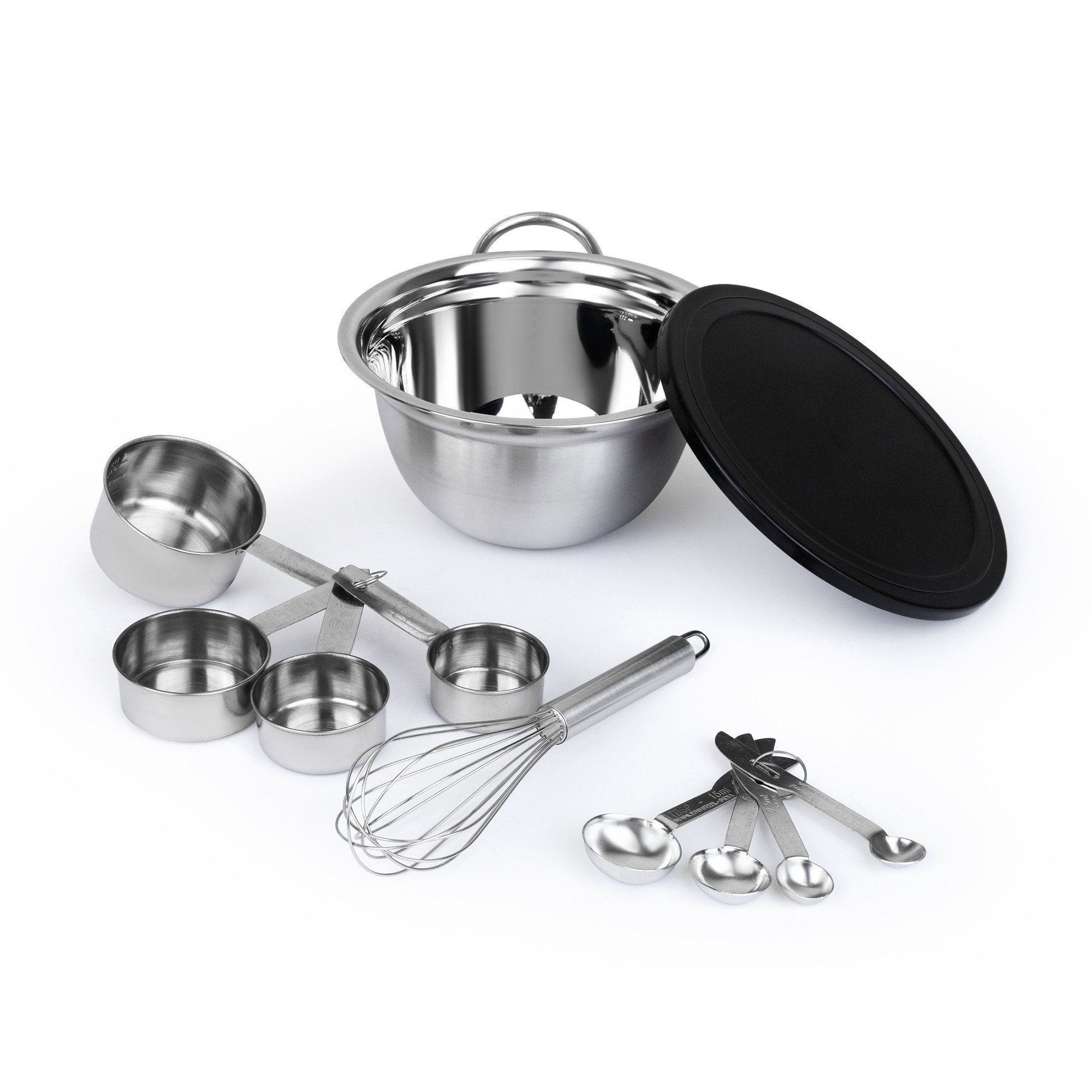 EuroHome 11 Piece Kitchen Mixing & Measuring Set, Stainless Steel ...