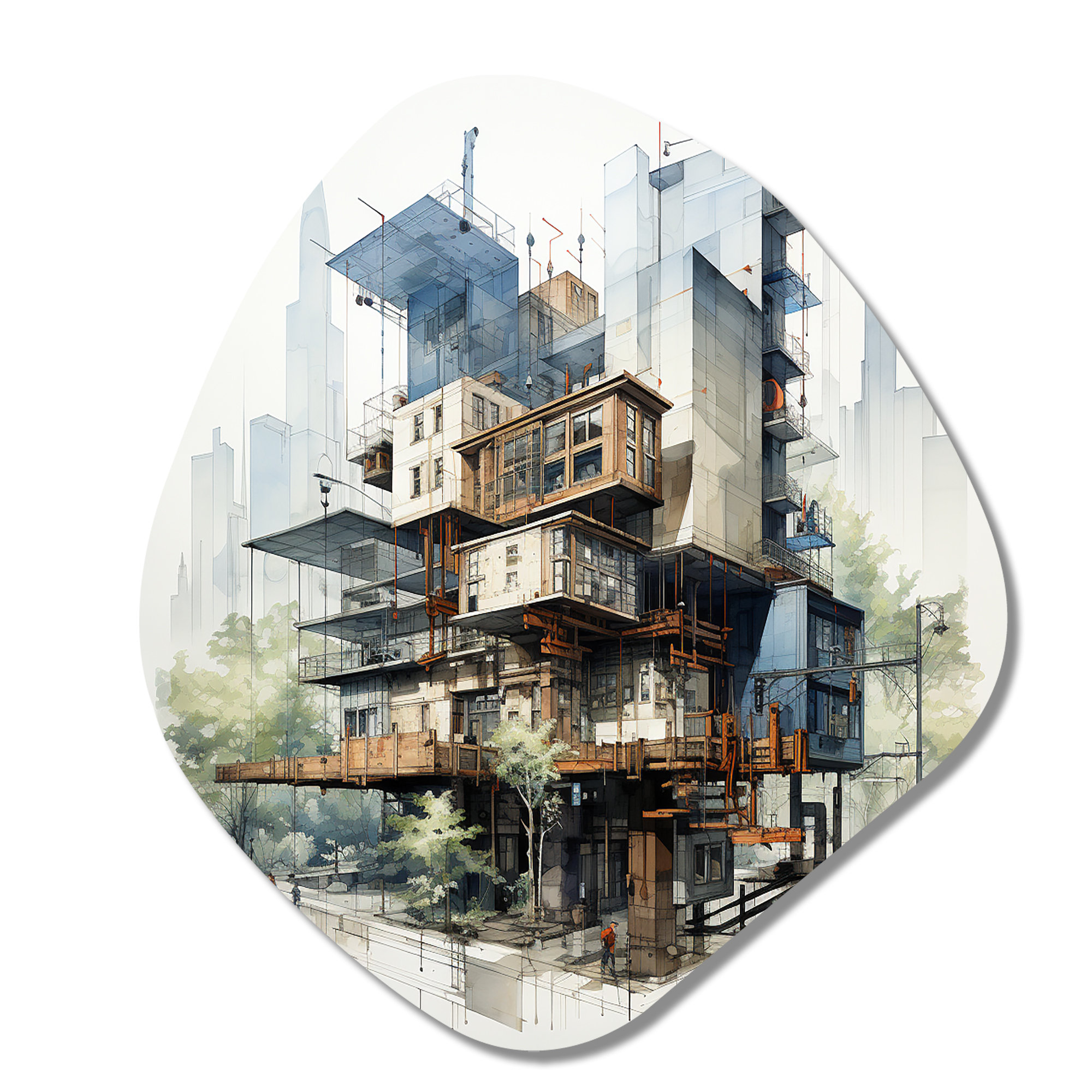 Lark Manor™ Analytic Drawing Of A City Buildings II - Asymmetrical City ...