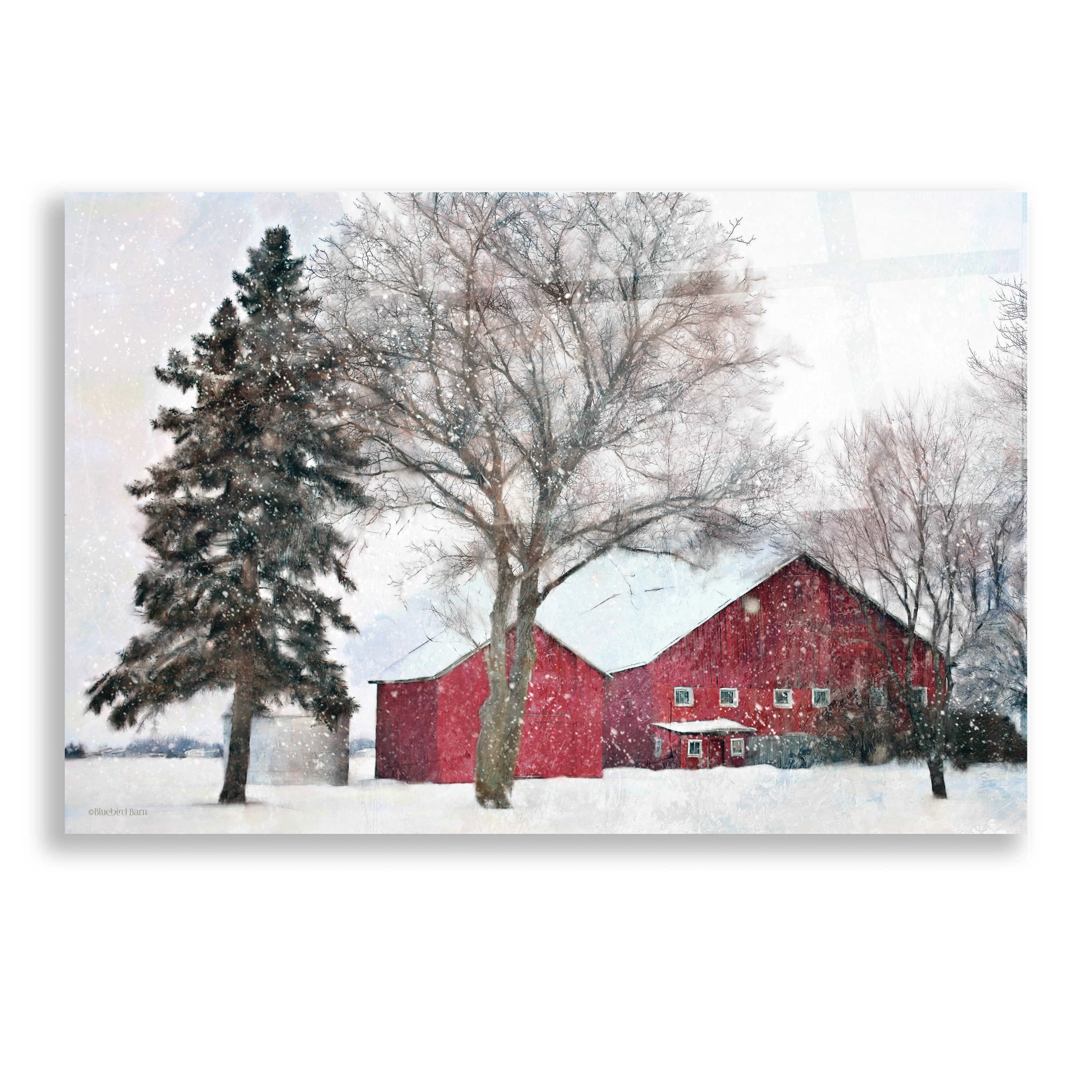 The Holiday Aisle® Snowy Barn by Bluebird Barn - Unframed Print ...