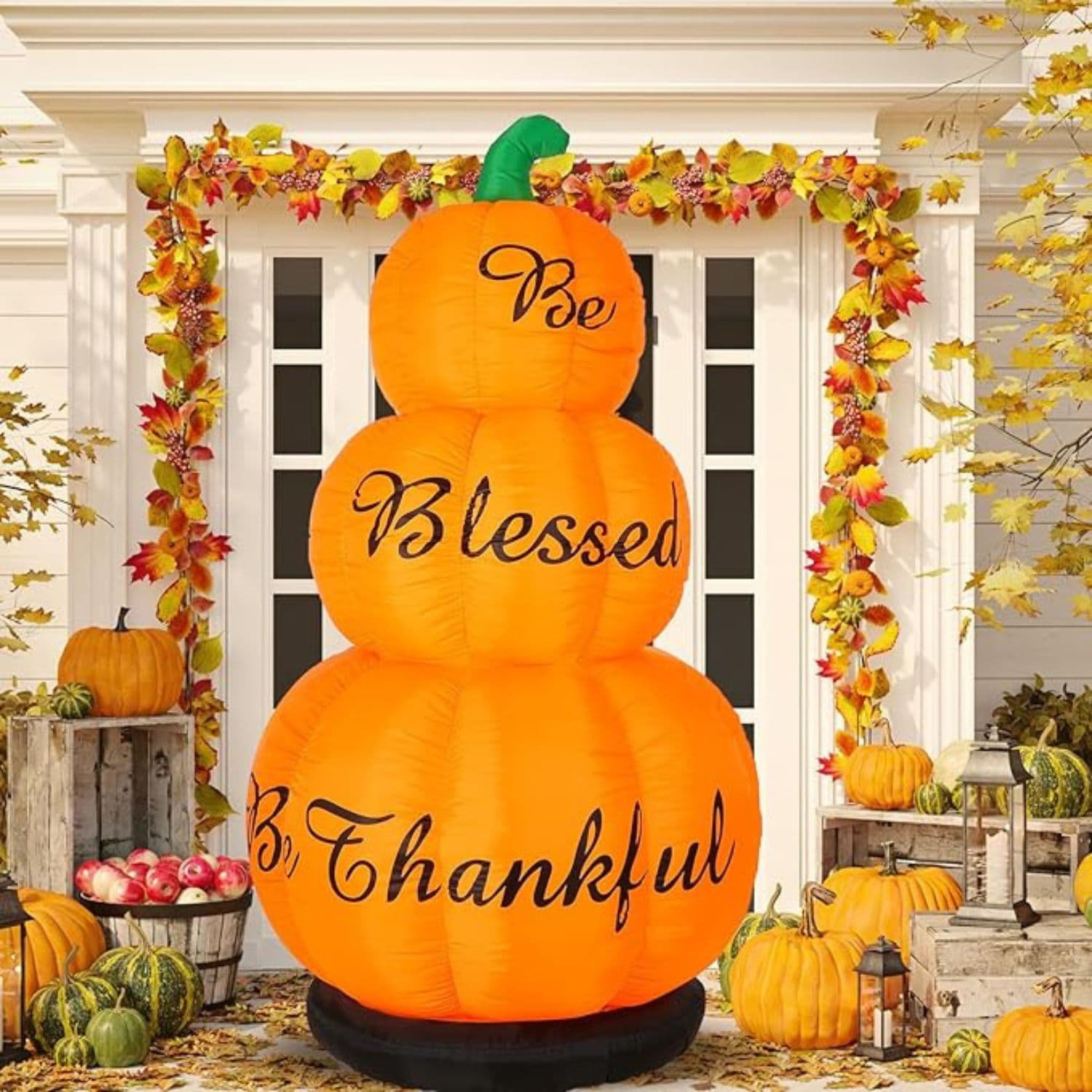 The Holiday Aisle® 6FT Thanksgiving Pumpkin Inflatables with LED | Wayfair