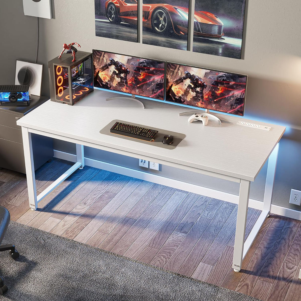 Latitude Run® Desk With Power Outlets & USB-C, Deeper & Thicker Desktop ...