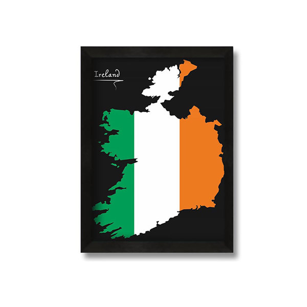 Williston Forge Irish Flag Over Map - Single Picture Frame Art Prints ...