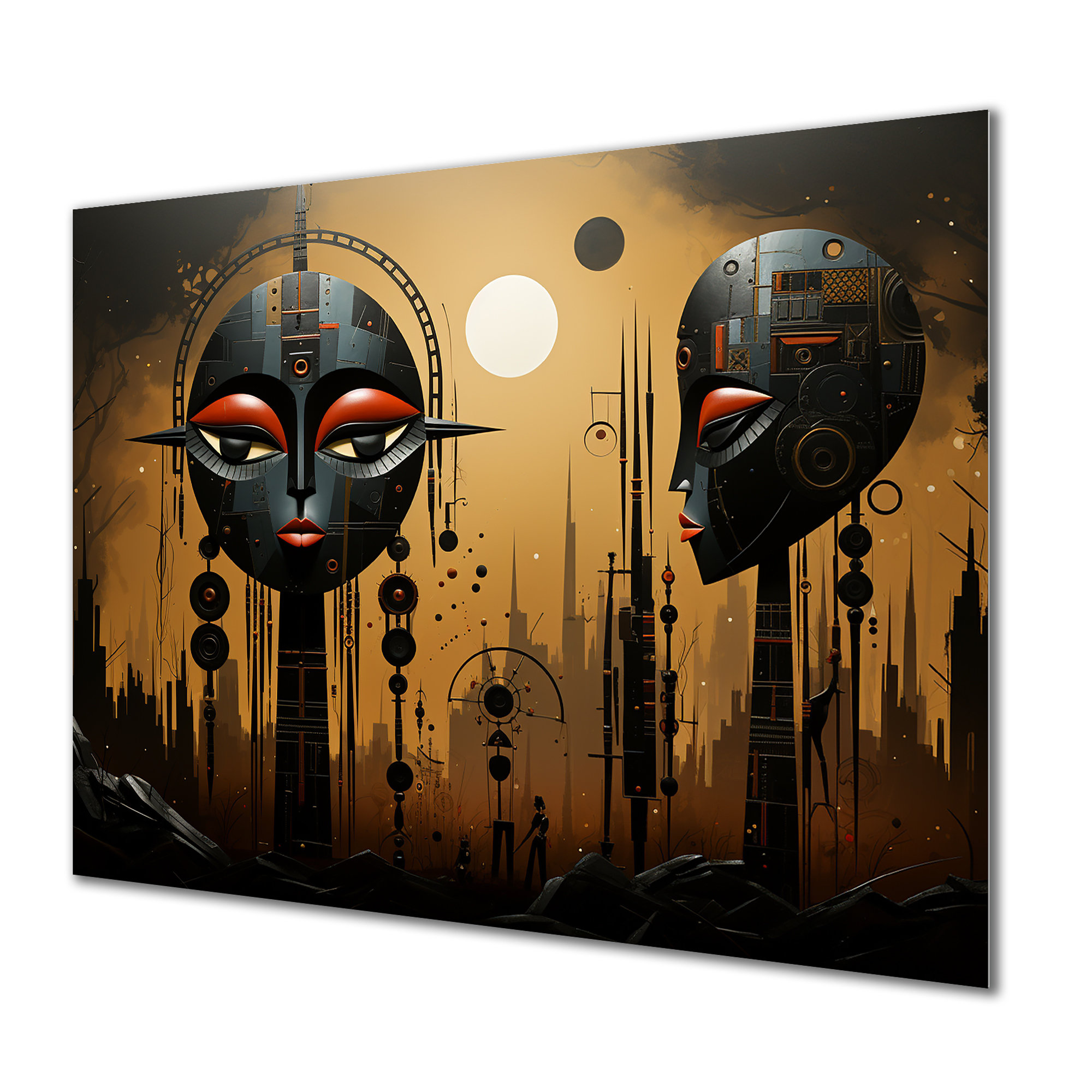 Dakota Fields Contemporary Tribal Mask Urban Landscape - African Mask ...