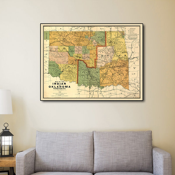 Canora Grey K2K 18" X 24" Map Of Indian And Oklahoma Territories ...