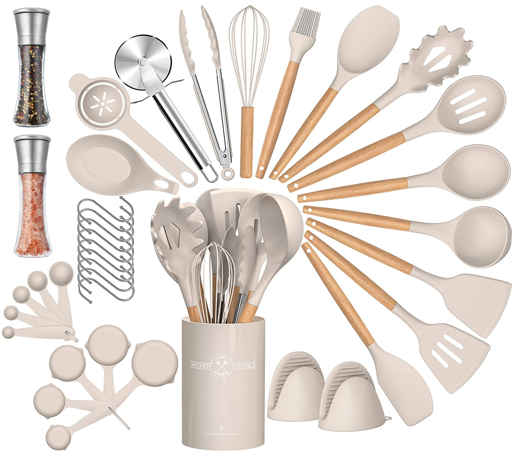 AIRPJ 29 PCS Silicone Kitchen Cooking Utensil Set, Include Salt And ...