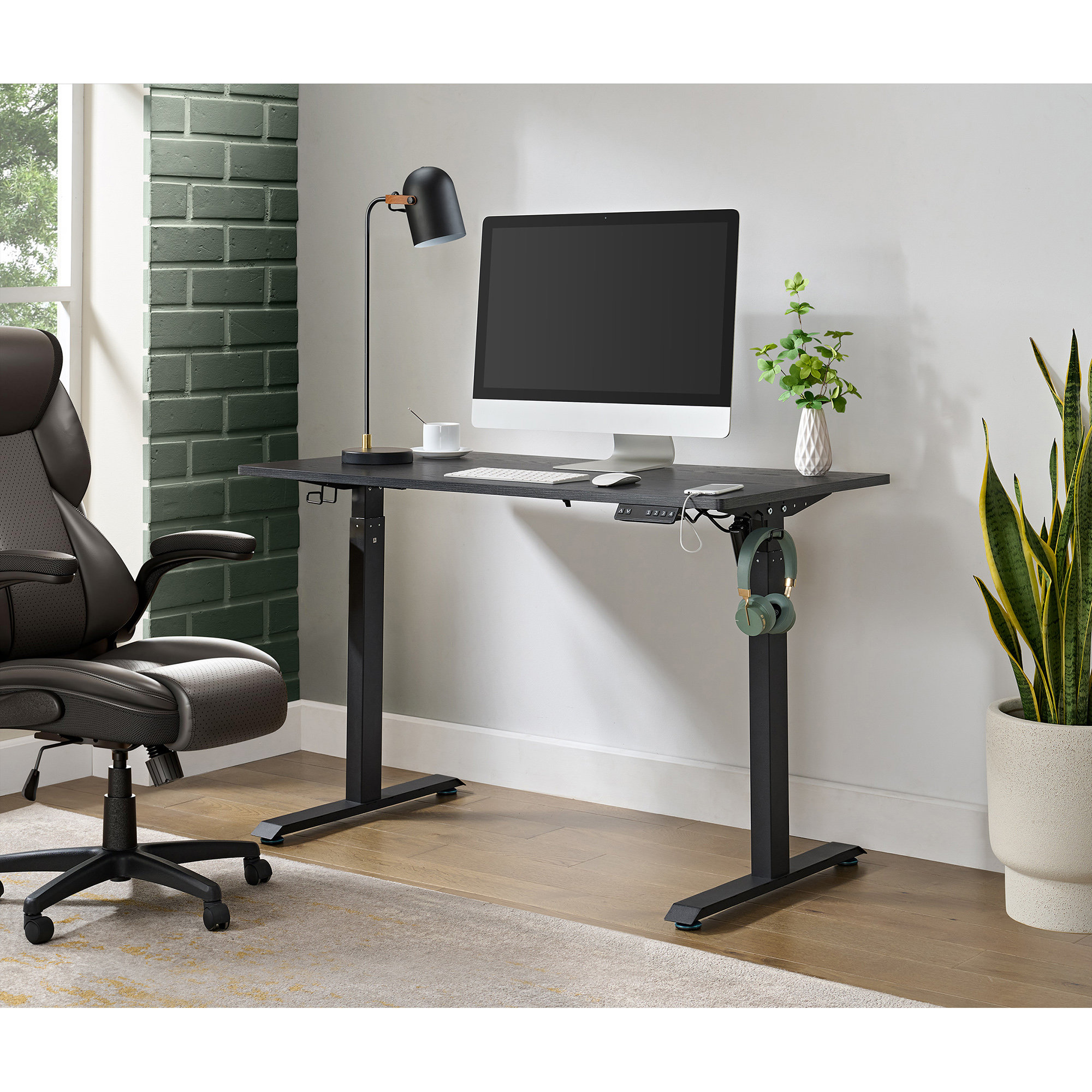 Inbox Zero Torres Adjustable Desk in Black - 3A Packing | Wayfair