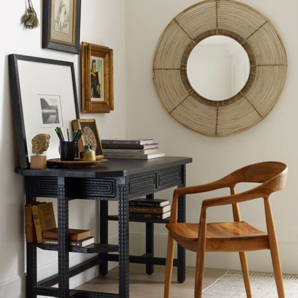 Woven Ingrid Solid Wood Low Back Arm Chair in Natural & Reviews | Perigold