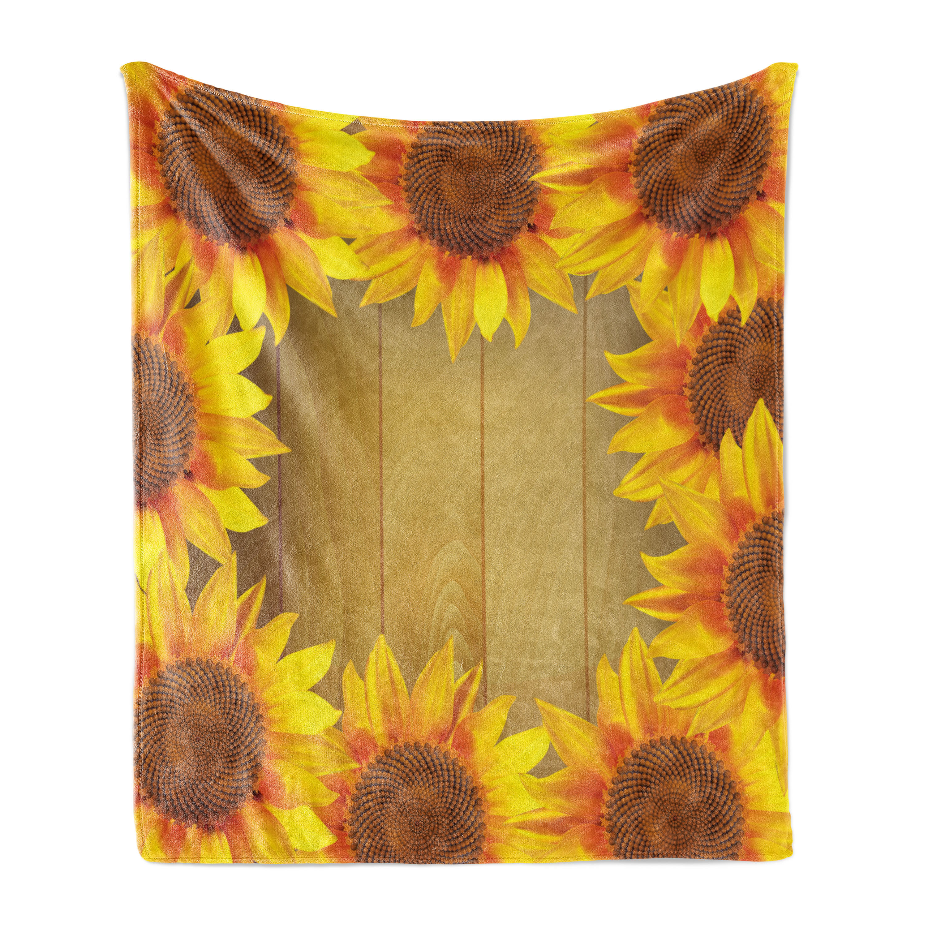 Ambesonne Sunflower Fleece Throw Blanket Flower Frame Circle Brown ...