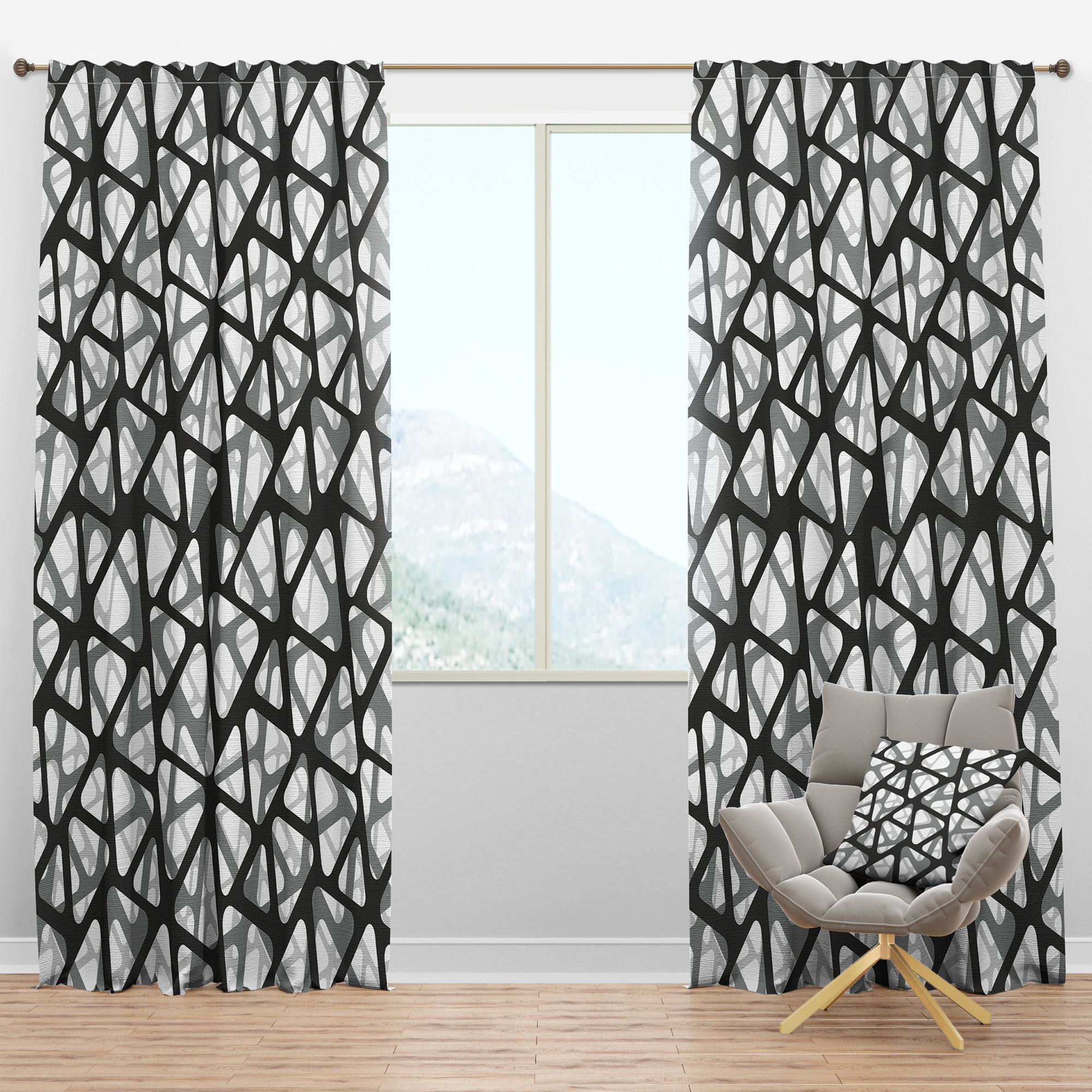 Design Art Black and Grey Triangular 3D Texture of Mesh - Modern ...