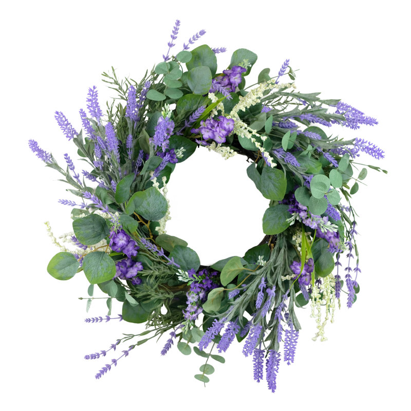 Dakota Fields 24" Artificial Lavender & Eucalyptus Floral Spring Wreath ...