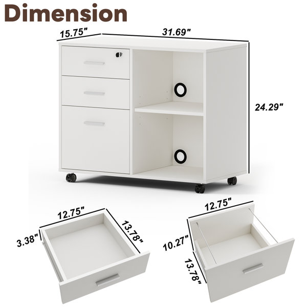 Rebrilliant Mikhaila 3 Drawer Storage Drawer | Wayfair