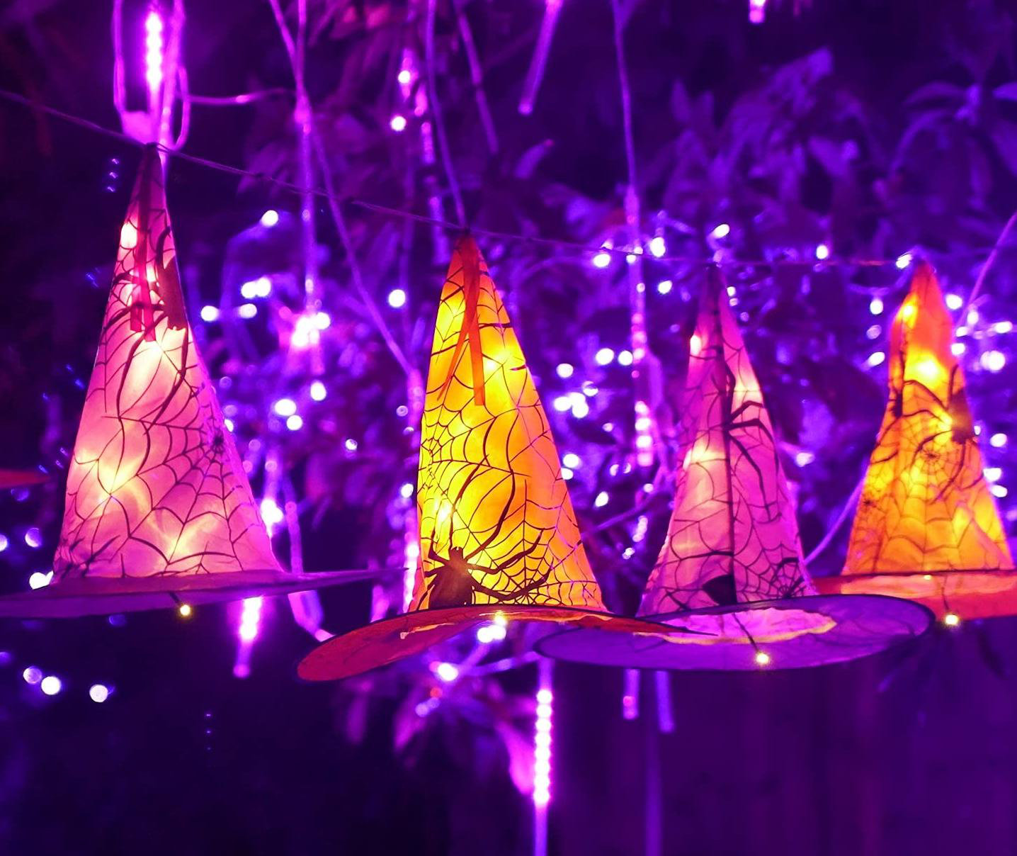 COEN Hanging Witch Hat String Lights: Waterproof Halloween Decorations ...