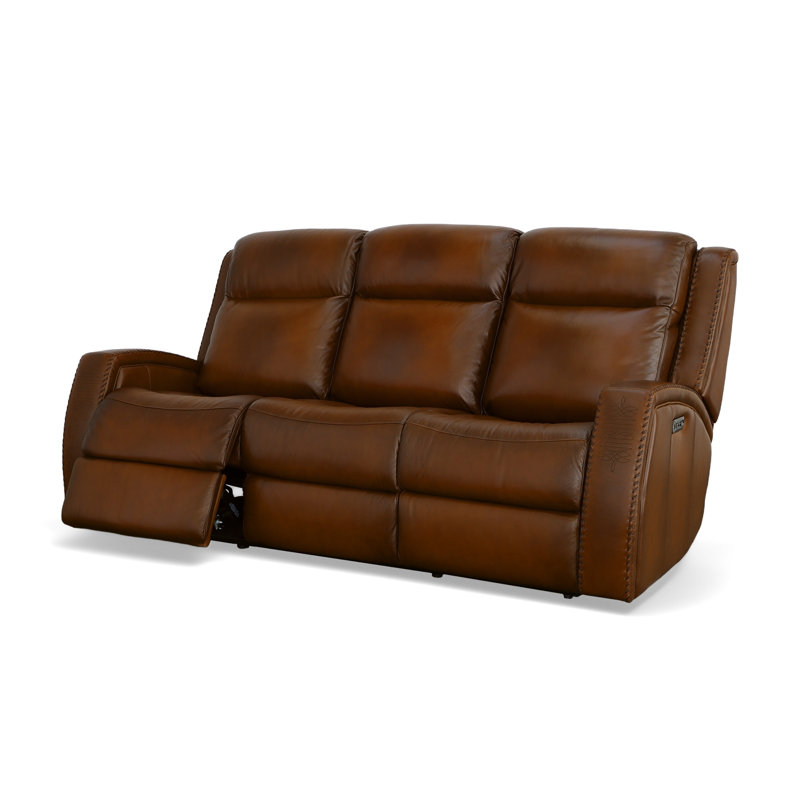 Flexsteel Mustang 84" W Leather Power Reclining Sofa & Reviews | Wayfair