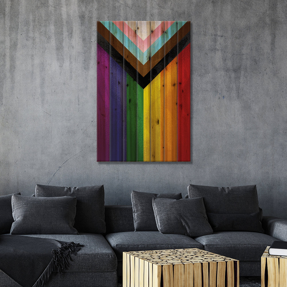 Latitude Run® Modern Pride Flag - Unframed Print on Wood | Wayfair