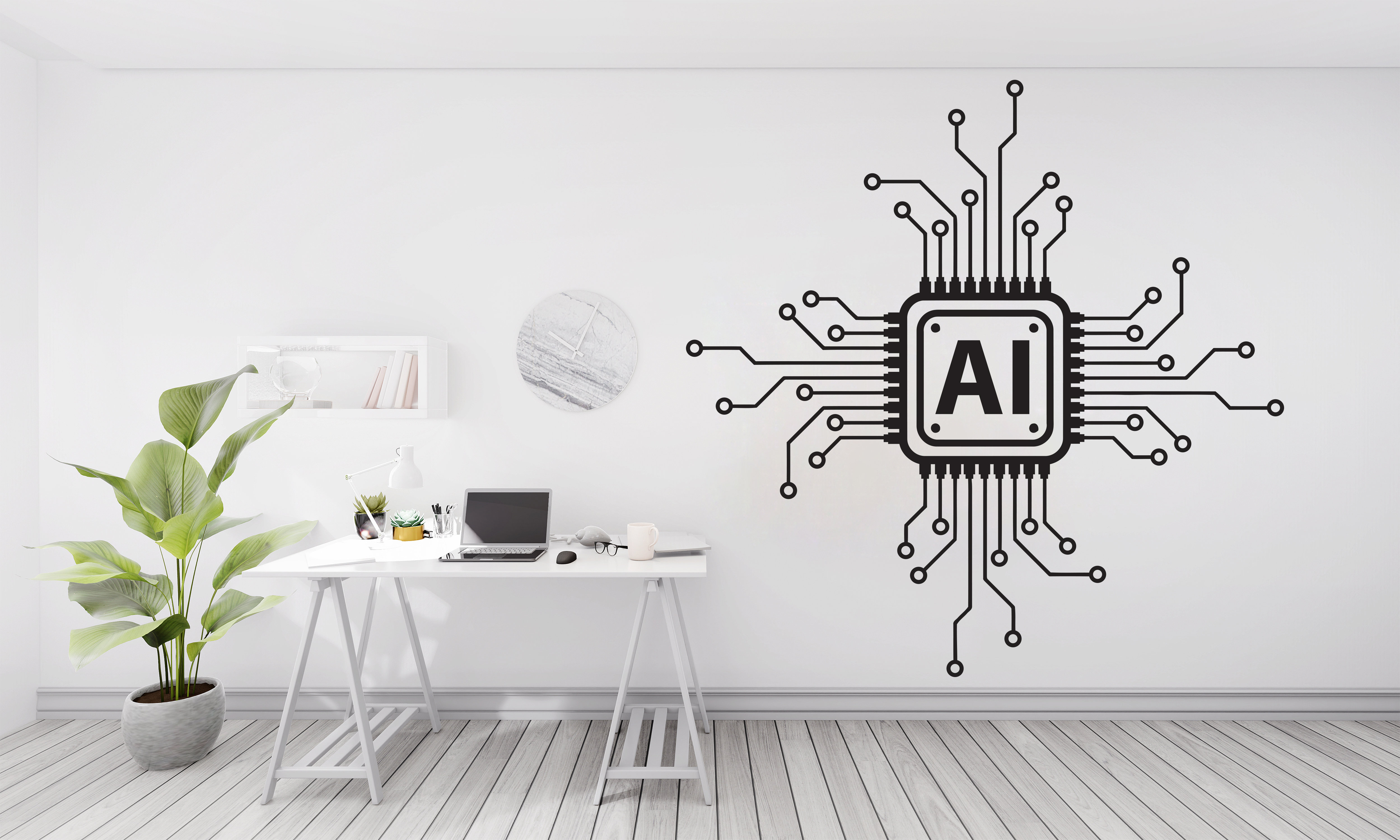Winston Porter Technology AI Vinyl Wall Art Decal, Circuit Board Wall ...