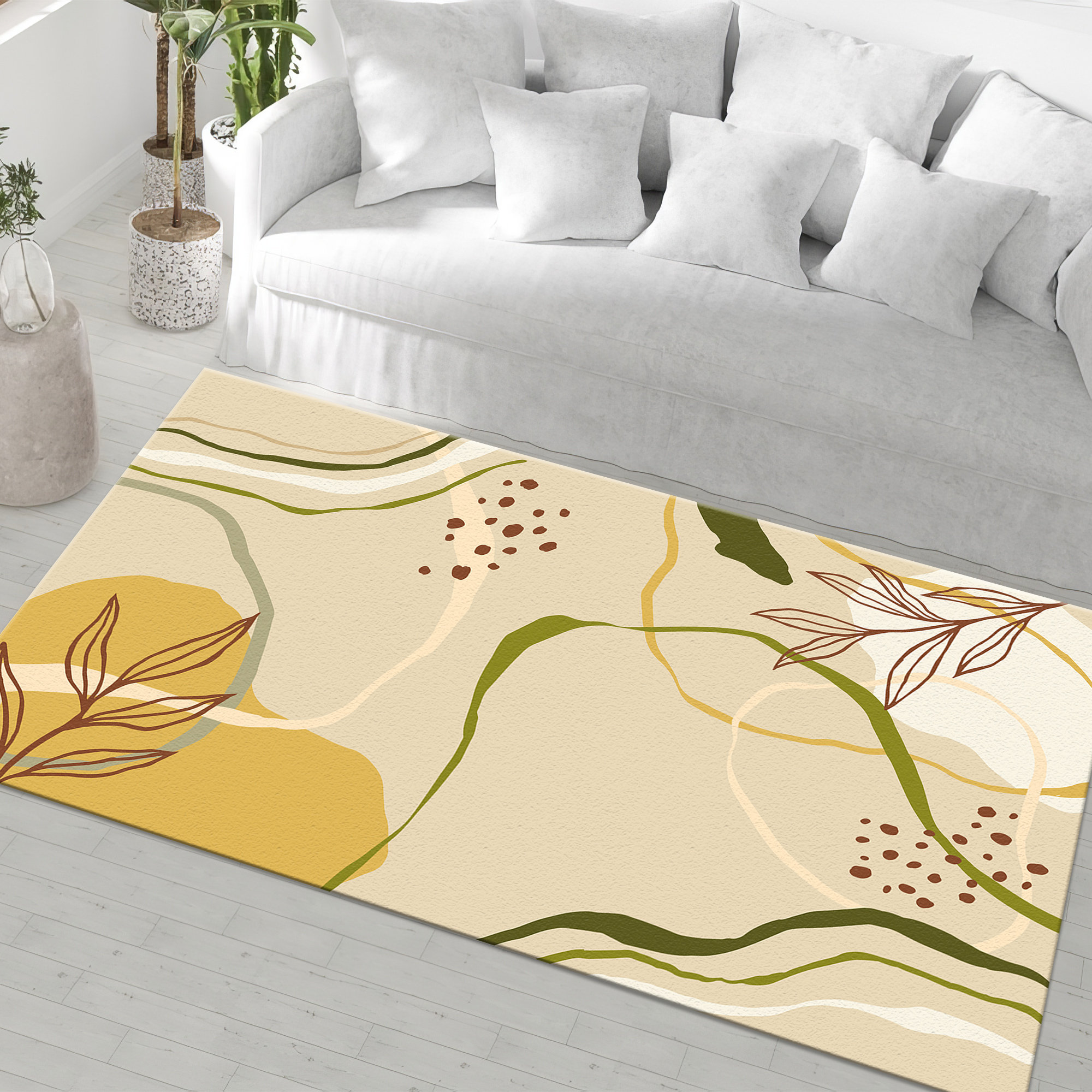 kayra export Floral Harmony Printed Rug Featuring Detailed Non Woven ...
