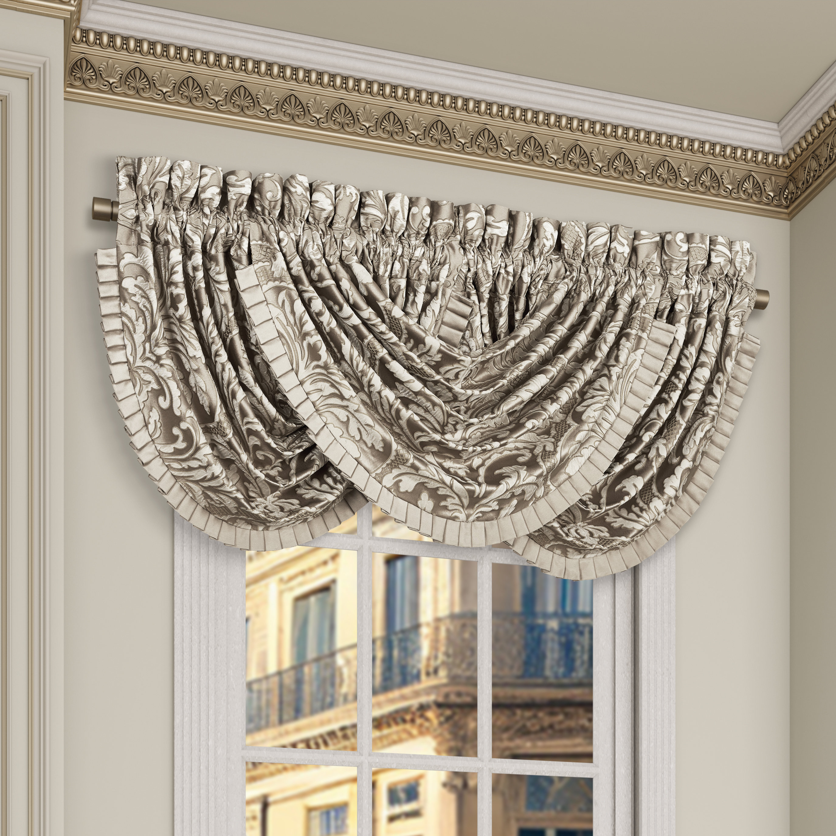 J. Queen New York Brunello Window Waterfall Valance Flax | Wayfair