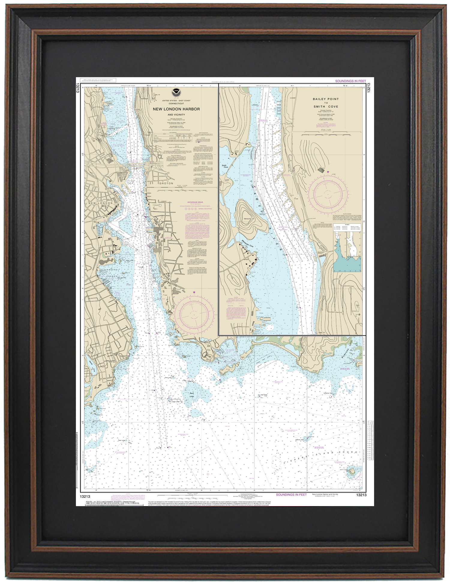 Longshore Tides New London Harbor | Nautical Chart | Framed Print | Wayfair