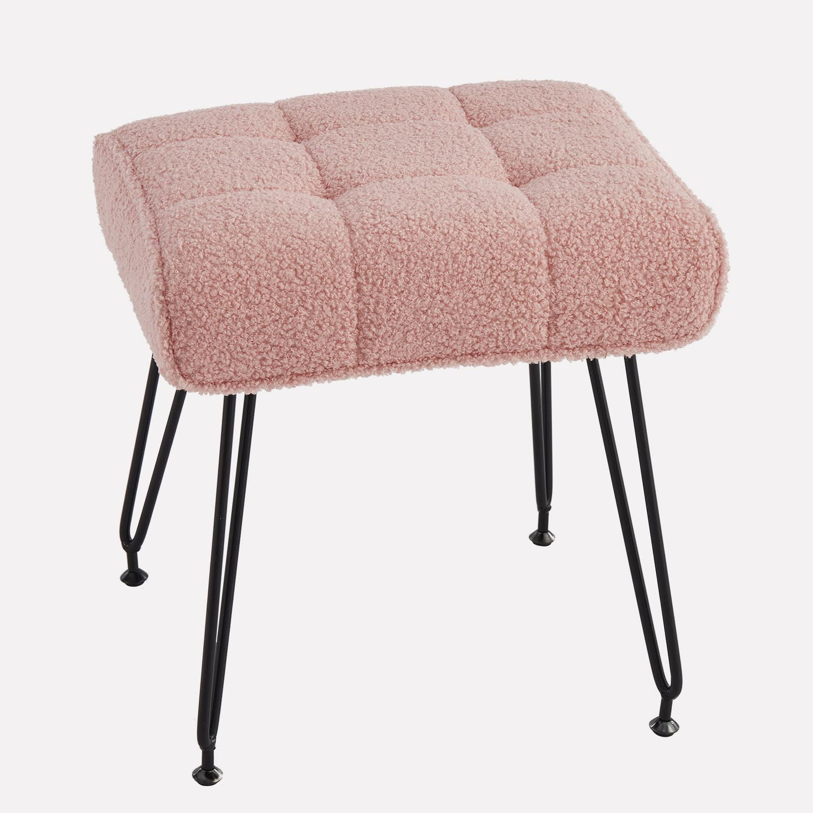 Mercer41 Vanity Stools, Fur Foot Stools Ottoman With Metal Leg Vanity ...