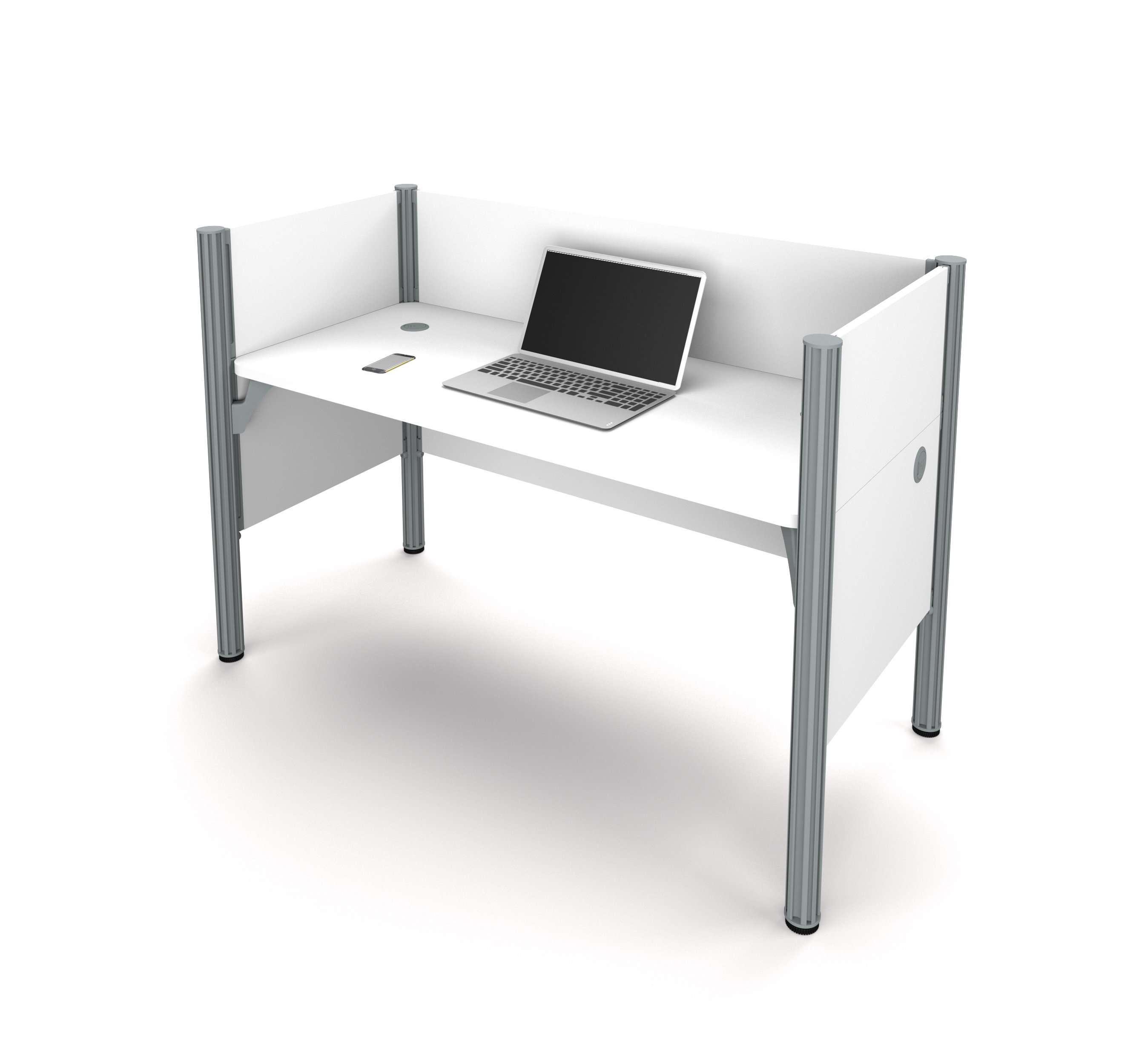 Bestar Pro-Biz Simple Workstation with 3 Privacy Panels Benching Desk ...