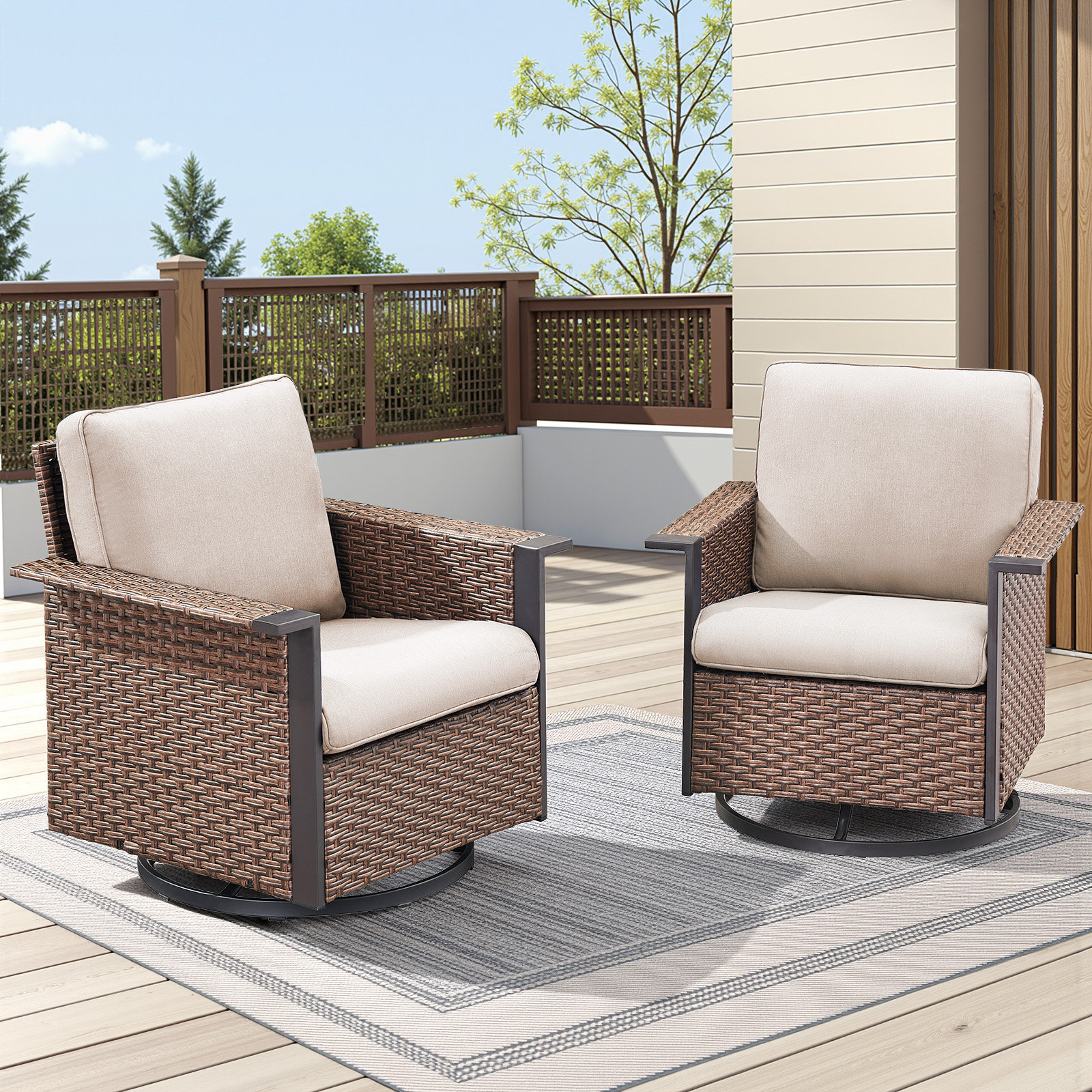 Latitude Run® 2 Pieces Outdoor Patio 360 Degree Swivel Glider Rocker ...