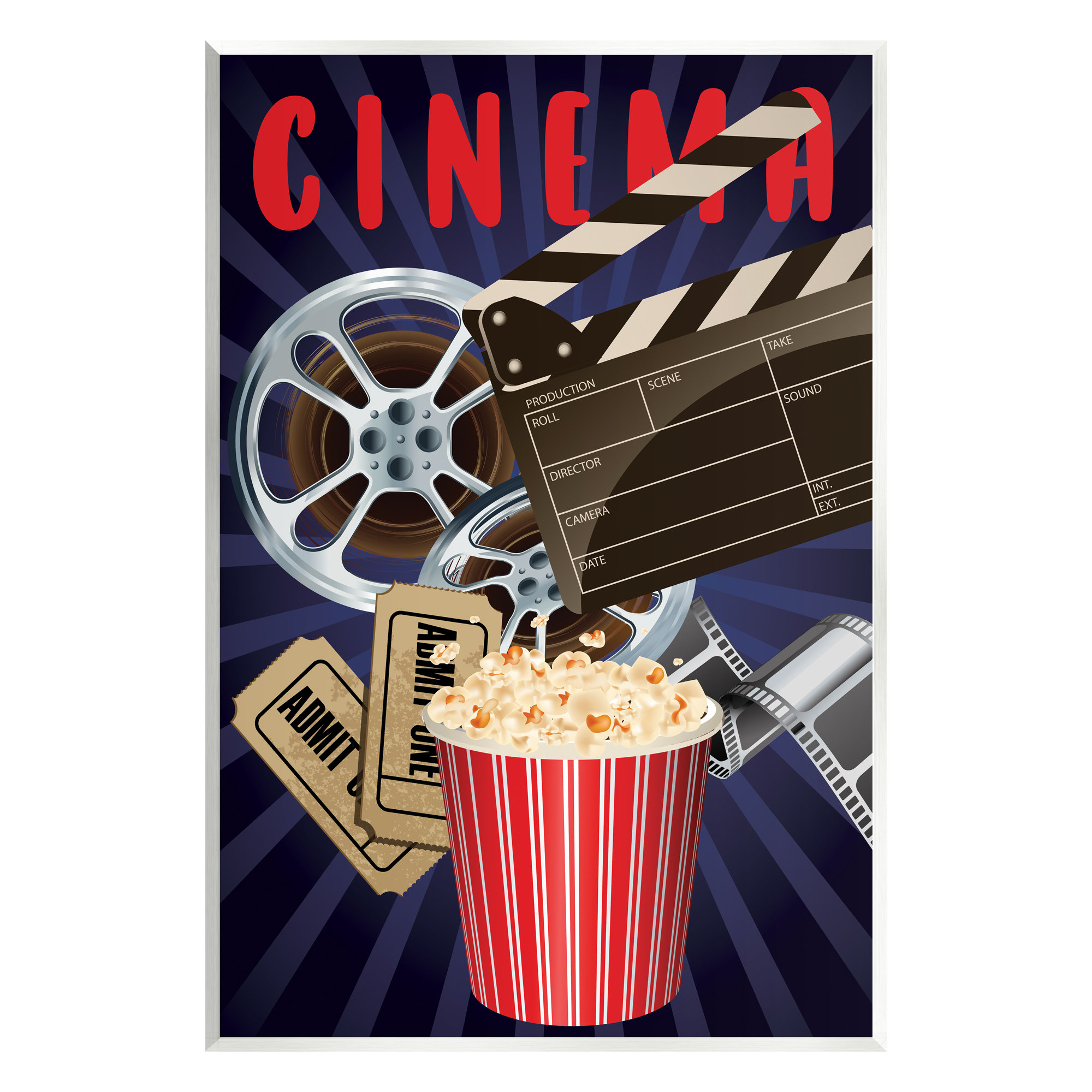 Stupell Industries " Cinema Movie Reel Popcorn Entertainment Sign " by ...
