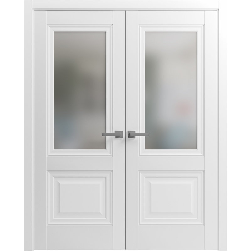 SARTODOORS Lucia Frosted Glass Paneled Wood French White Doors | Wayfair