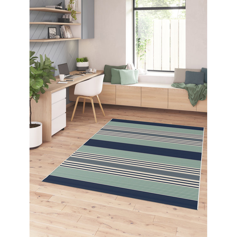 ClassicLiving Richmondville Flatweave Cream/Teal/Navy Rug | Wayfair.co.uk