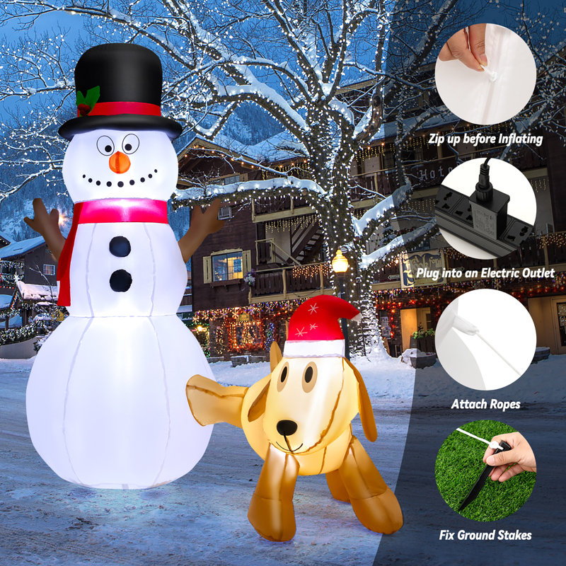 The Holiday Aisle® Snowman and Dog Christmas Inflatable Set & Reviews ...