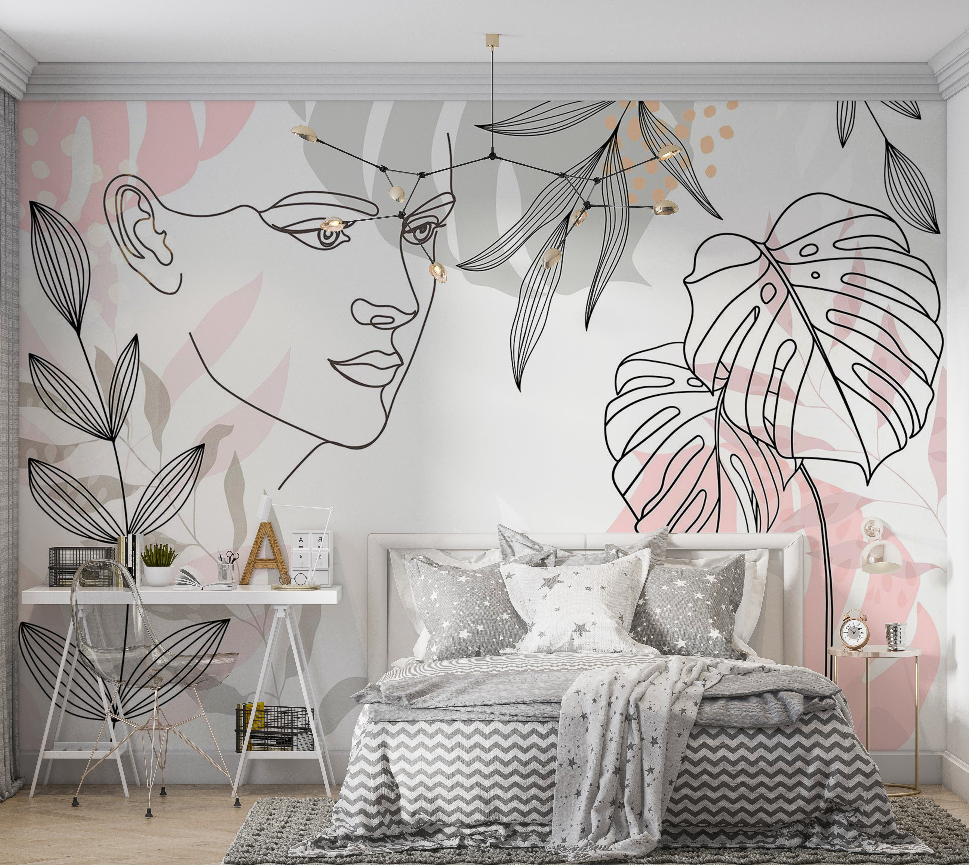 Bayou Breeze Abstract Wallpaper Wall Mural - Line Art Wildness ...
