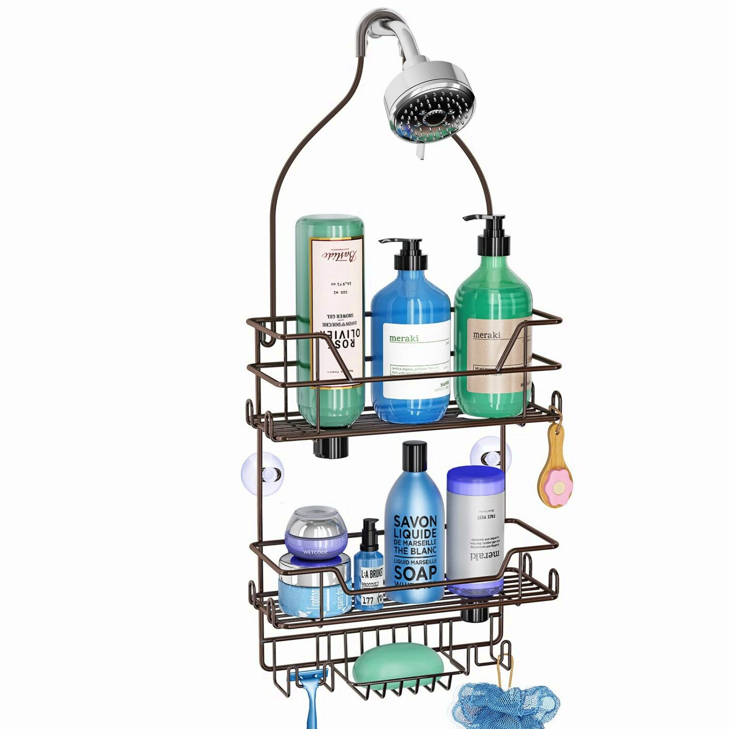 Williston Forge AquaGuard Bronze Shower Caddy - Overhead Hanging ...