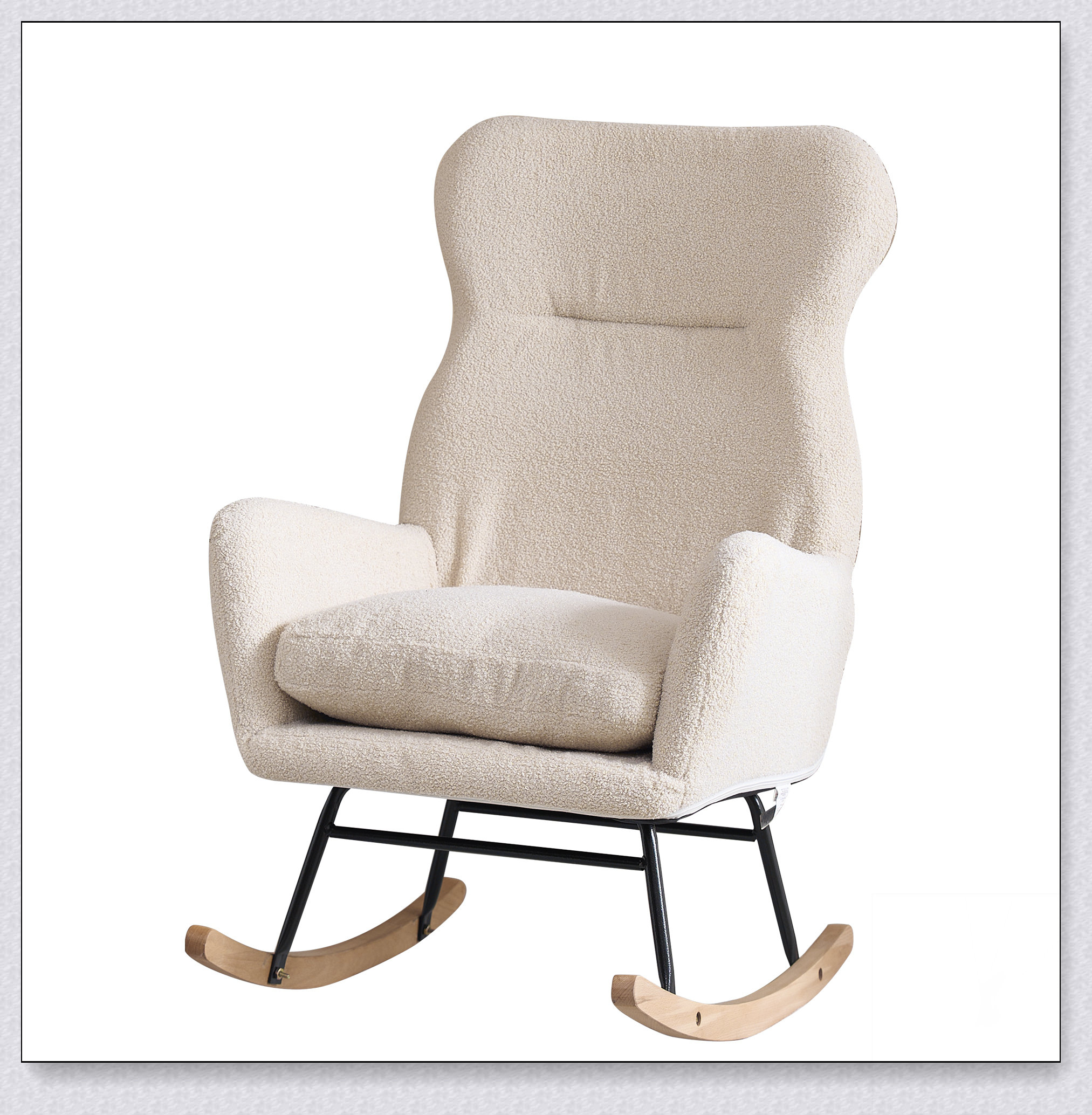 George Oliver Modern Rocking Chair with High Backrest,Teddy Material ...