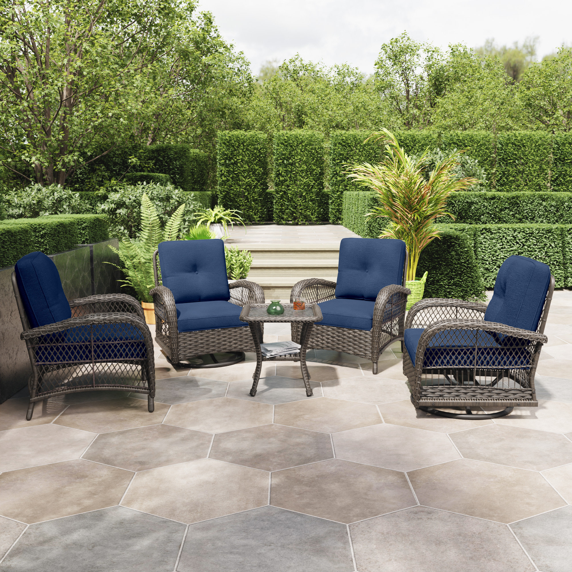 Bay Isle Home™ Hanalei 5 Piece Multiple Chairs Seating Group with ...