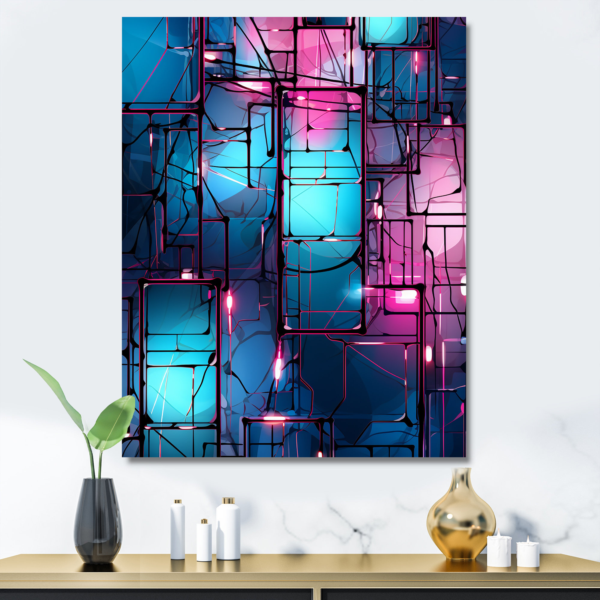 Ivy Bronx Purple And Blue Abstract Power Of Solar I - Abstract Cubism ...