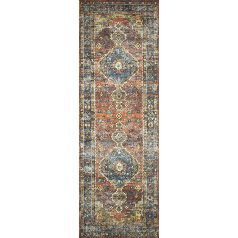 Bungalow Rose Gelo Oriental Rust/Blue Area Rug & Reviews | Wayfair