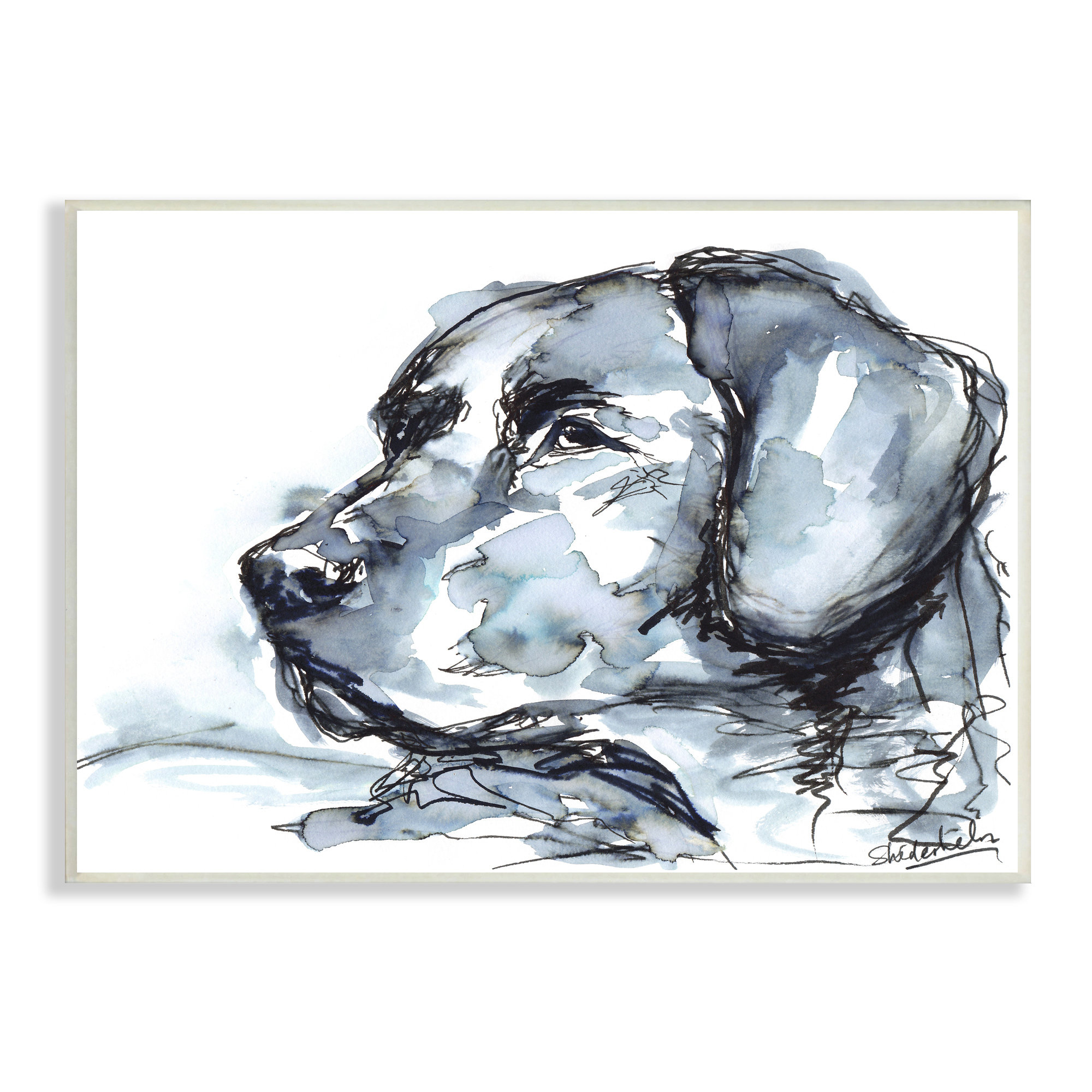Stupell Industries Monochrome Ink Dog Portrait Abstract Watercolor ...