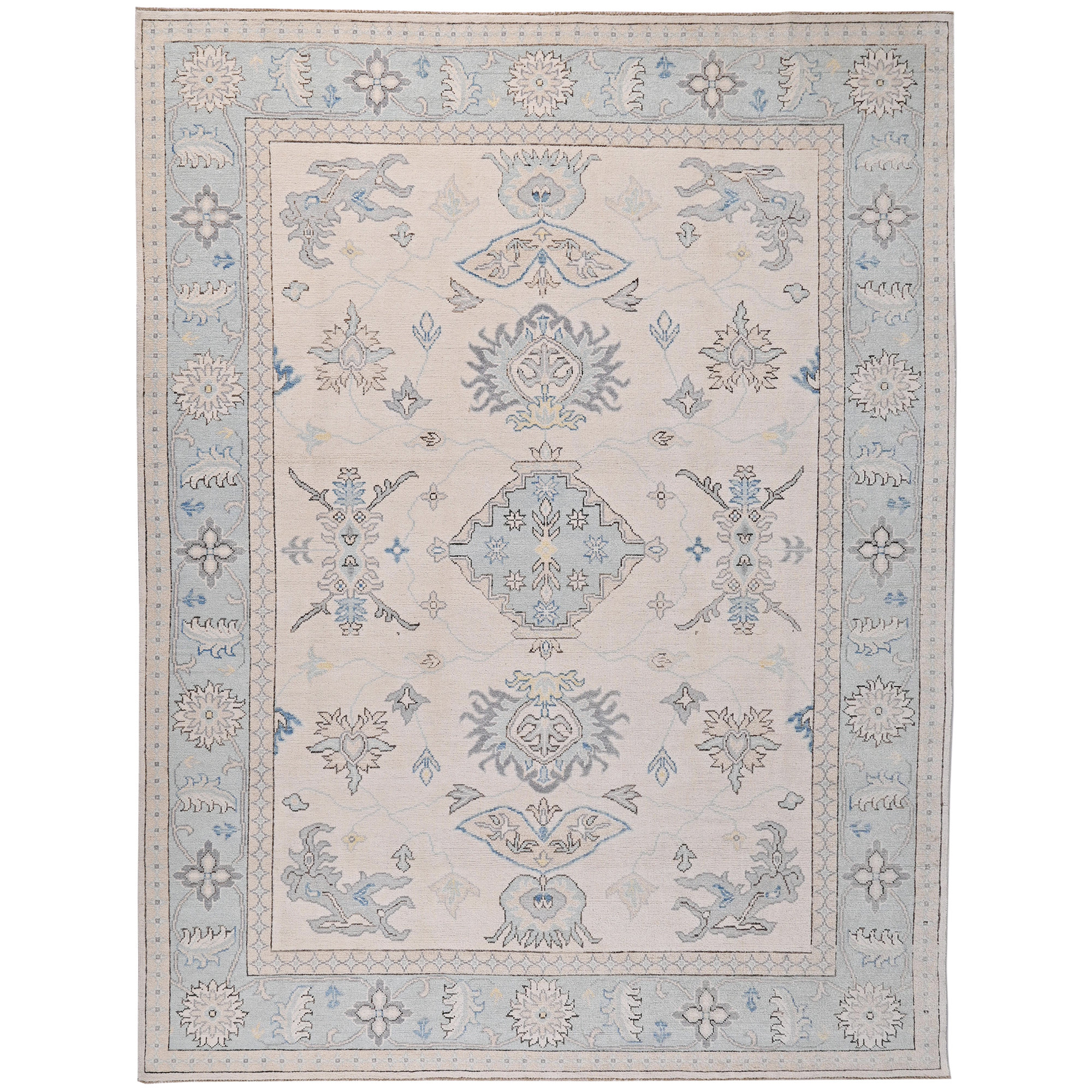 Bokara Rug Co., Inc. Hand-Knotted High-Quality Ivory and Blue Area Rug ...