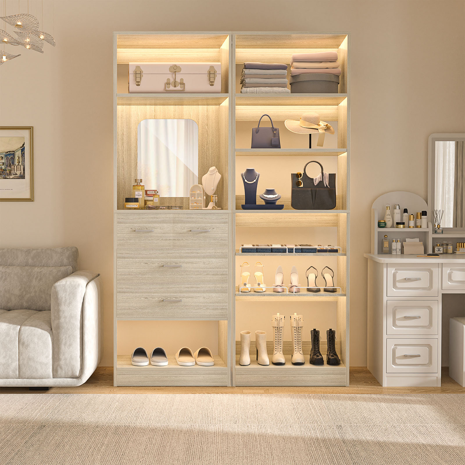 Latitude Run® Closet System With Drawers, Mirrors | Wayfair