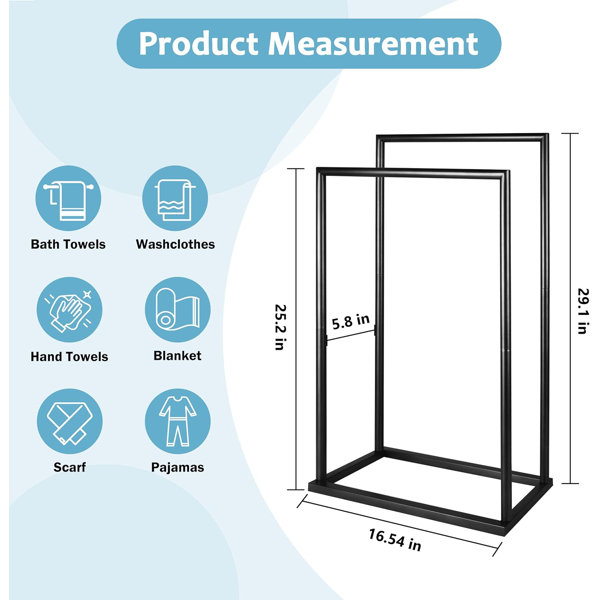 Rebrilliant Free Standing Towel Rack, 2 Tier Towel Racks For Bathroom ...