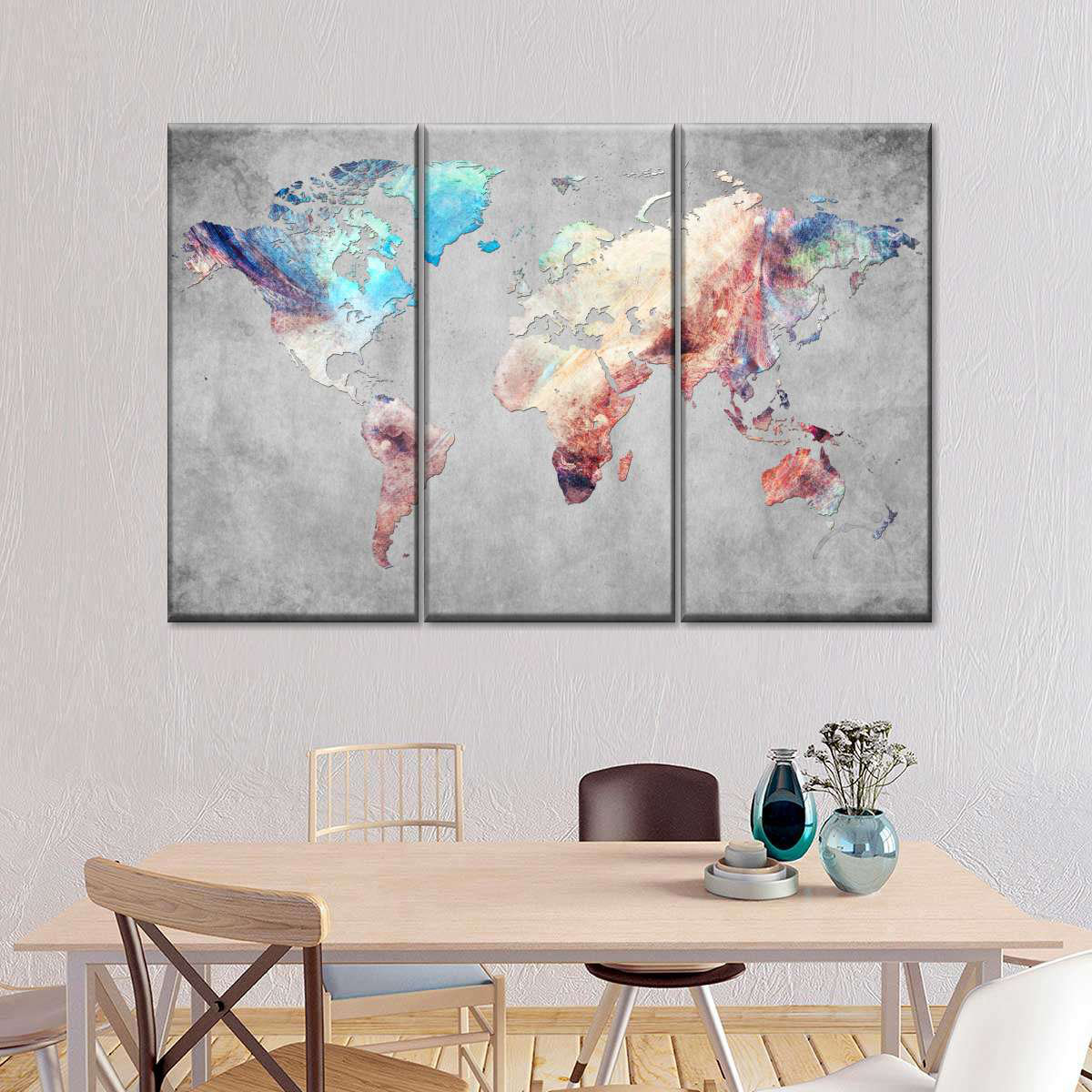 17 Stories Artistic Touch World Map On Canvas 3 Pieces Set - Wayfair Canada
