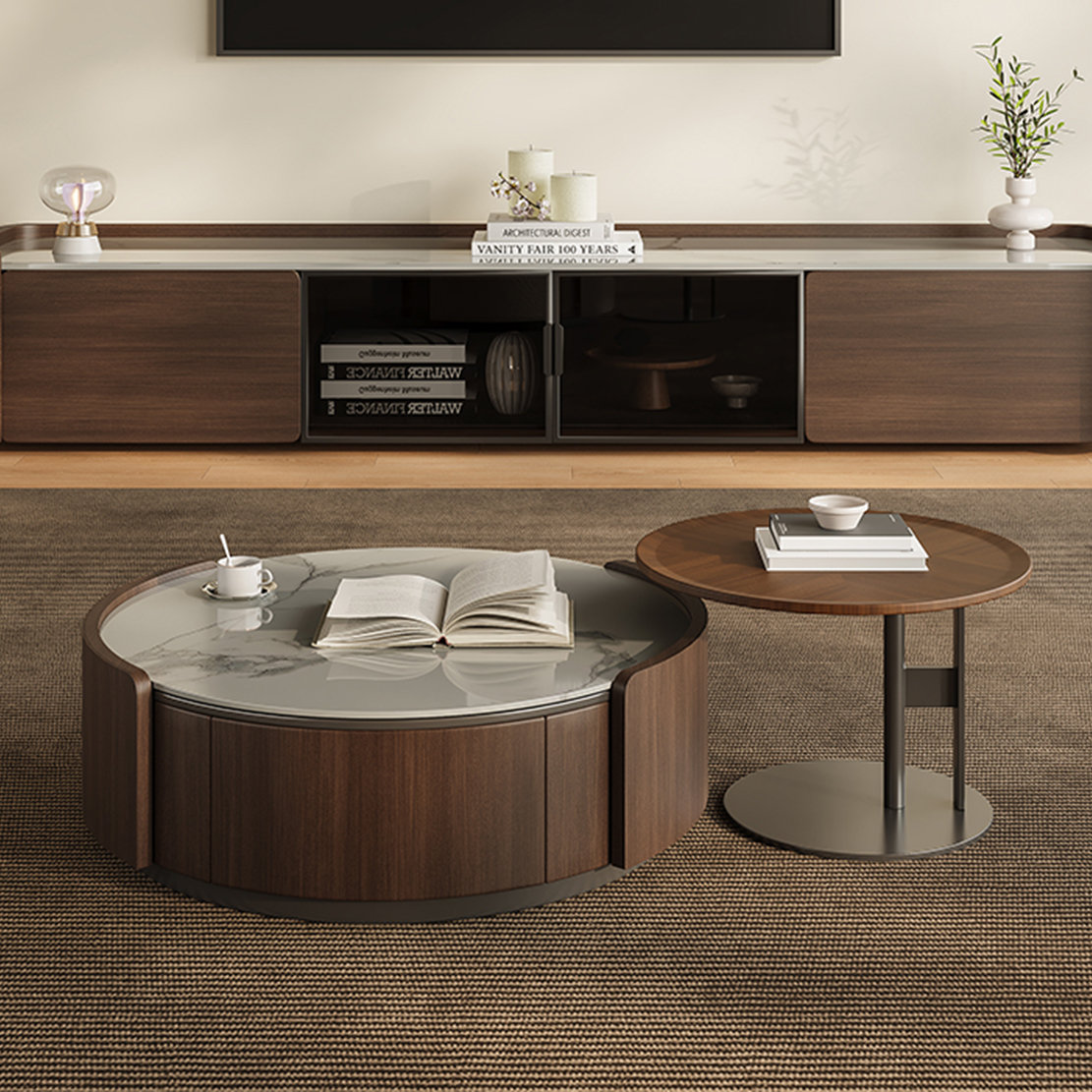 LIZIYE Retro style solid wood rock panel coffee table | Wayfair