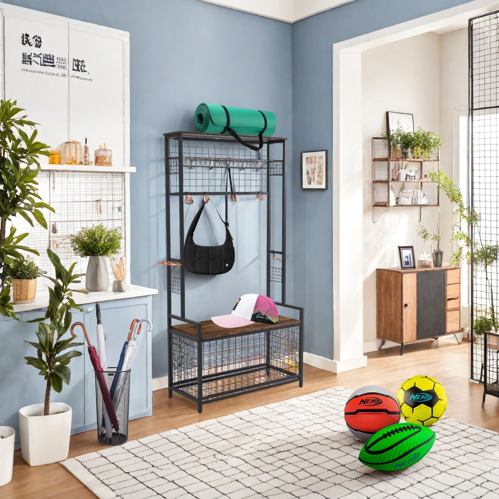 17 Stories Garage Sports Equipment Organizer System Ball Gear ...