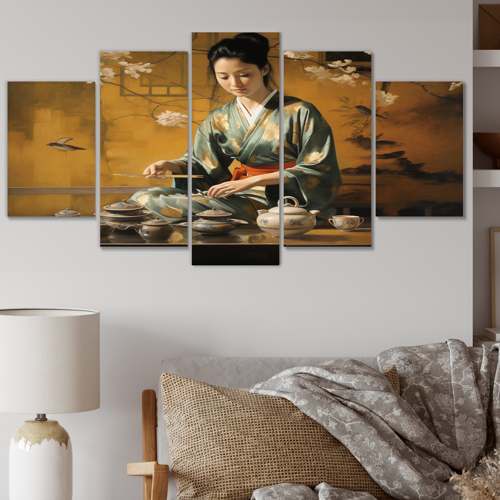 Design Art Asian Art Tea Ceremony III - Asian Metal Wall Art Prints Set ...